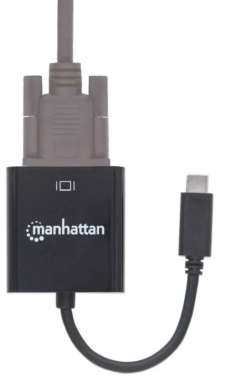 ADAPTADOR DE USB-C A VGA MANHATTAN, USB 3.1, FULLHD, COLOR NEGRO ...