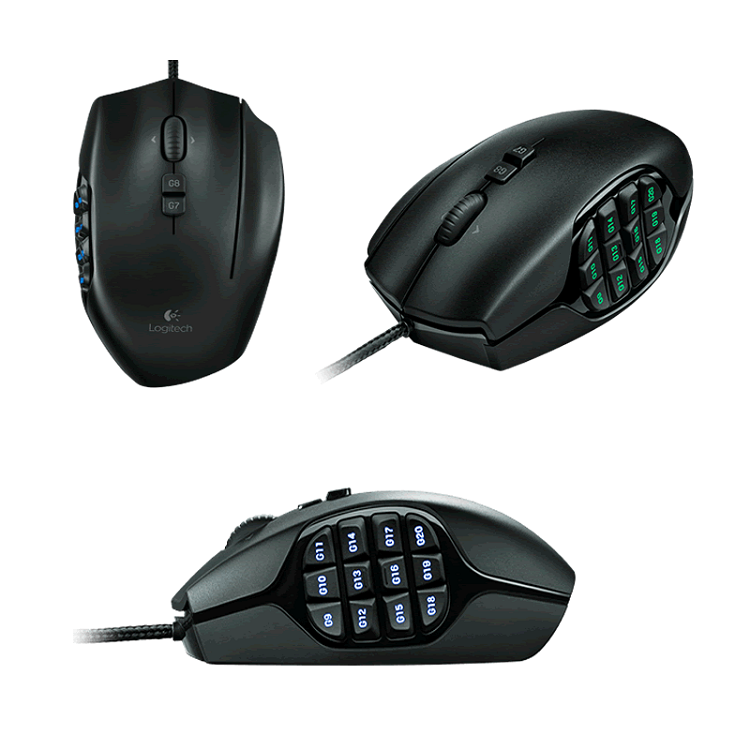 MOUSE LASER USB, LOGITECH G600, GAMER, 8200DPI, 20 BOTONES PROGRAMABLES ...